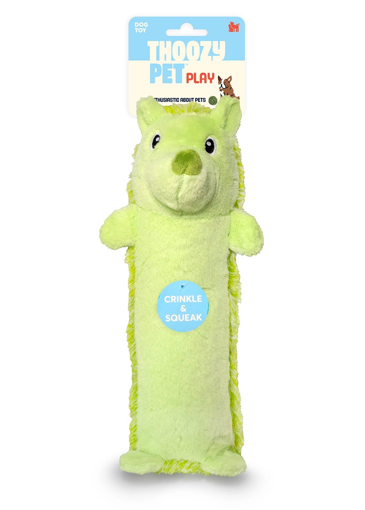 ThoozyPet Hedgehog Plush Dog Toy Green 13