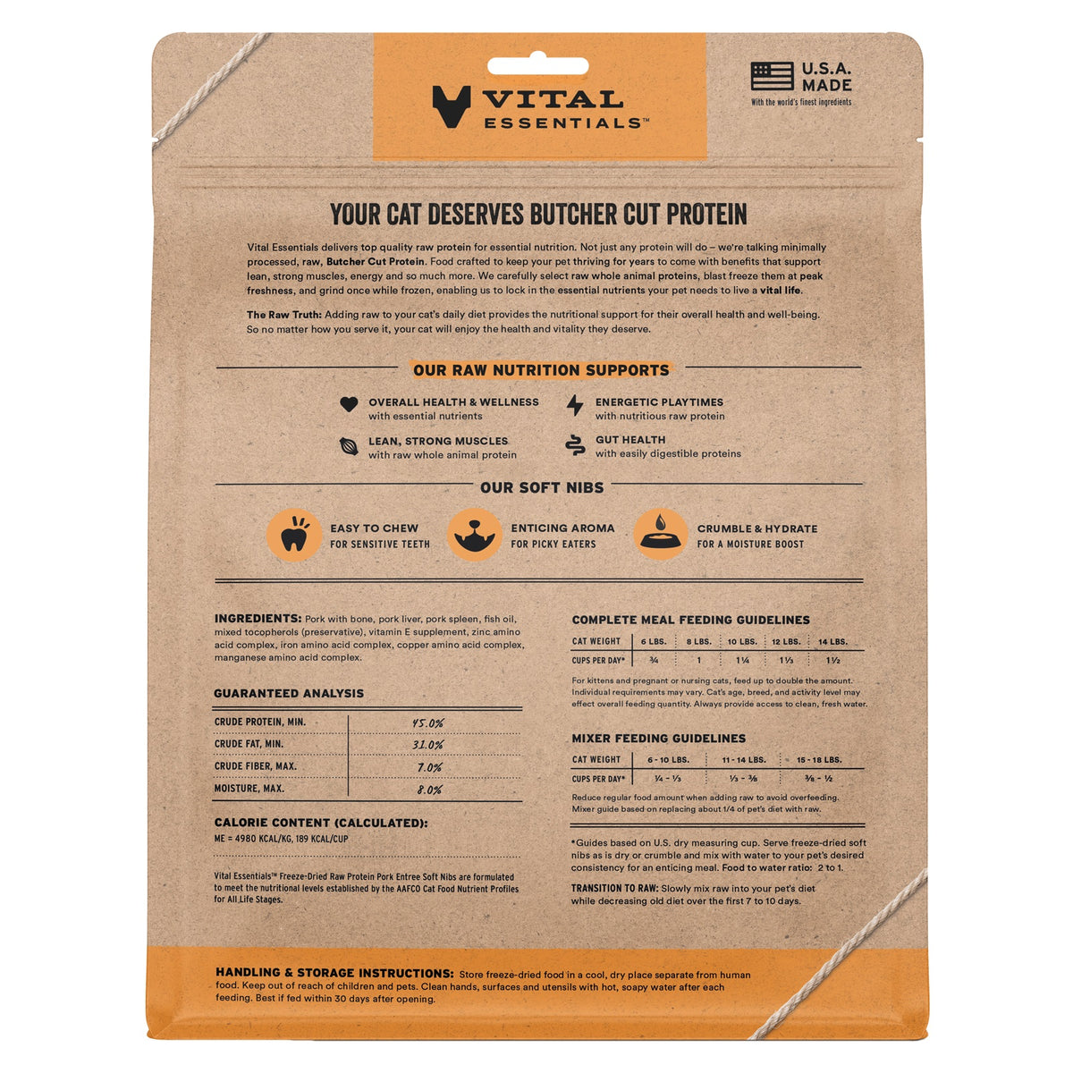Vital Essentials Freeze-Dried Raw Pork Entree & Mixer Cat Food Soft Ni